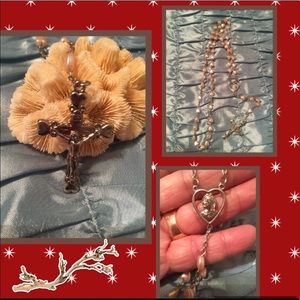 Jewelry | Rosary Cross Blush Pink Hearts Vintage Jesus Cross | Poshmark